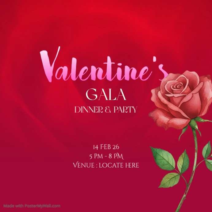 Floral Valentine Gala Dinner And Party Post Instagram Template ...