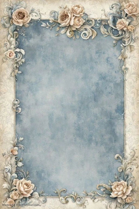 Floral Vintage Blue Rose Frame Poster Template | PosterMyWall