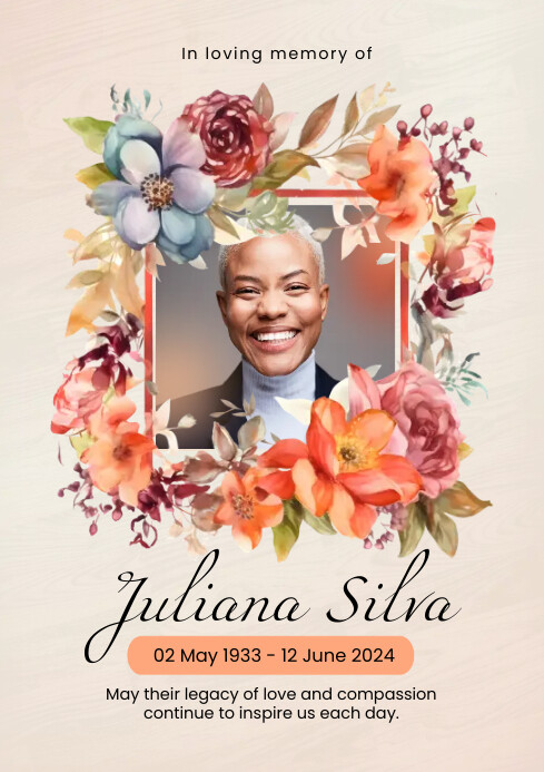 Floral Watercolor In Loving Memory Flyer templaat | PosterMyWall