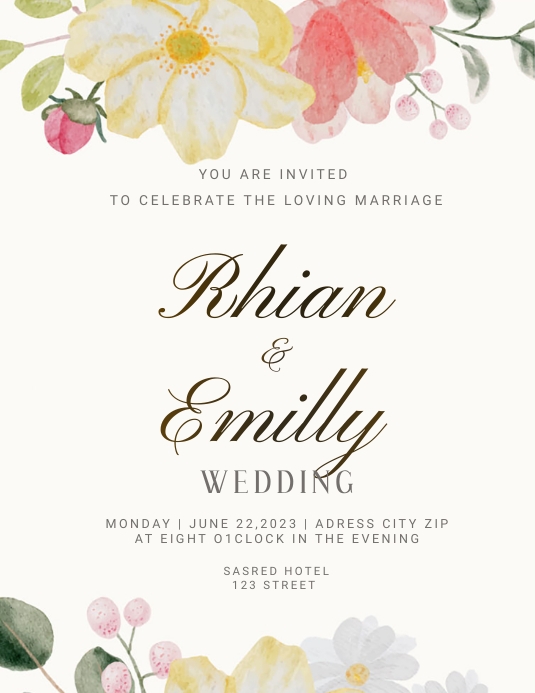 Floral Wedding Ads Template | PosterMyWall