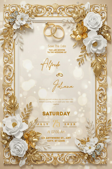 Plantilla de Floral Wedding Card | Wedding Invitation Card Design ...