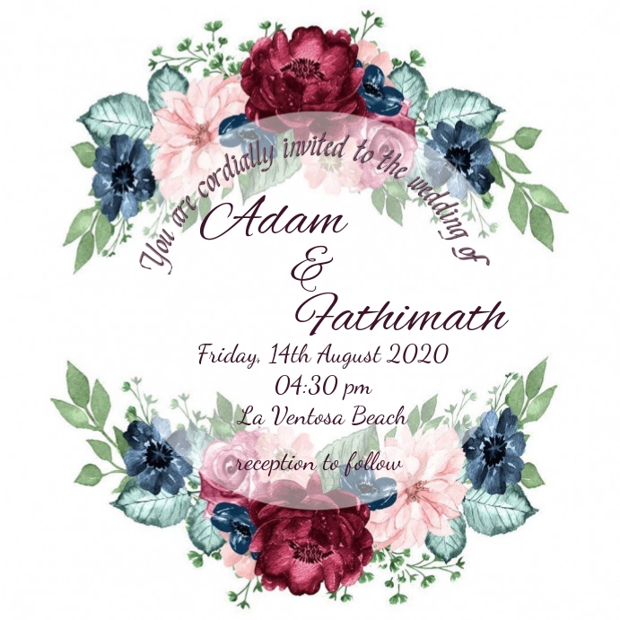 Floral Wedding Card (Circle) Template | PosterMyWall