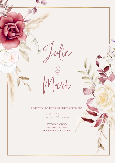 Floral Wedding Card Template | PosterMyWall