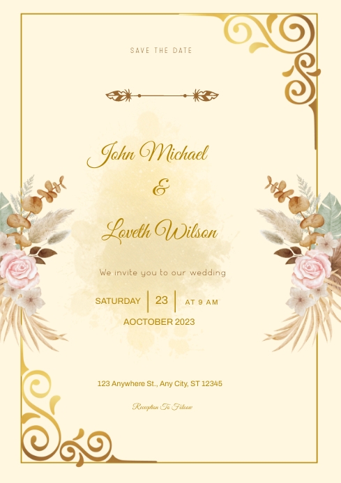 floral wedding card Template | PosterMyWall