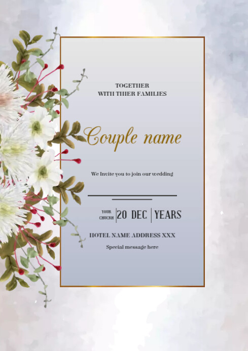 Floral Wedding Card Flyer Template | PosterMyWall