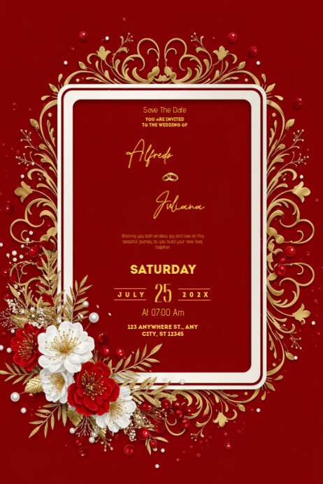 Floral Wedding Card Poster Template | PosterMyWall