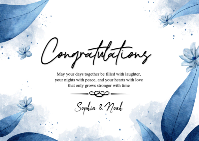 Floral Wedding Congratulations Card Template | PosterMyWall