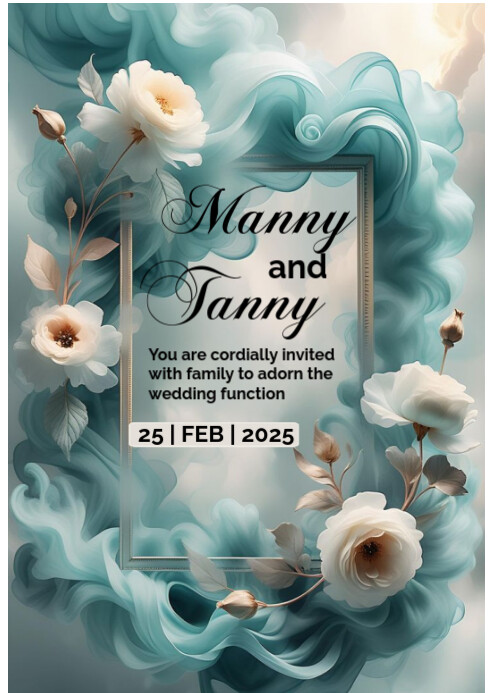 Floral Wedding Invitation A4 Template | PosterMyWall