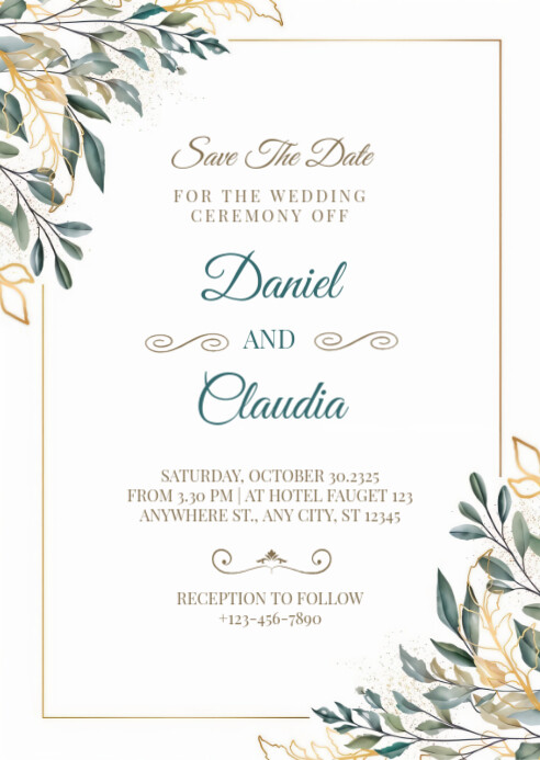 Floral Wedding Invitation A6 Template | PosterMyWall