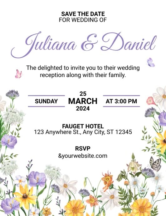 Floral Wedding Invitation Ads Templat | PosterMyWall
