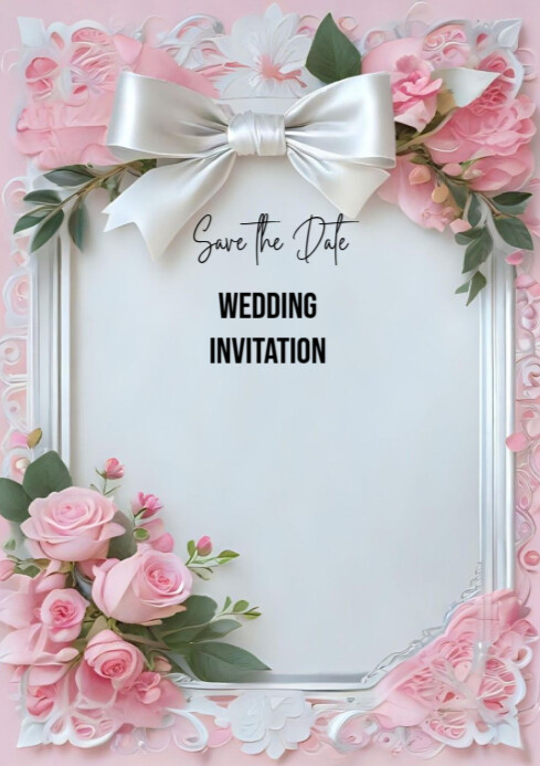 Floral Wedding Invitation Card Background A4 Template | PosterMyWall
