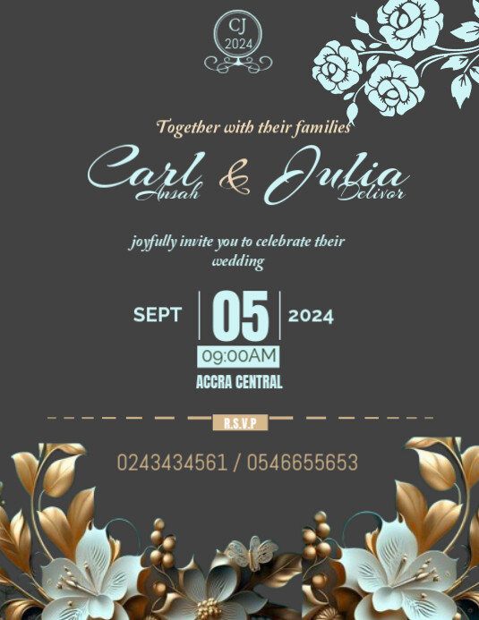 Modèle Floral Wedding Invitation Card Flyer (us Lett | PosterMyWall