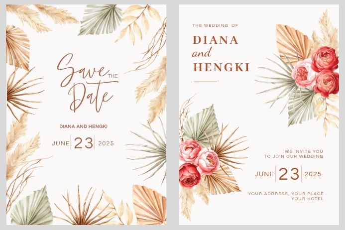Floral Wedding Invitation Template | PosterMyWall