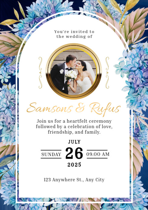 Floral Wedding Invitation Flyer Template | PosterMyWall