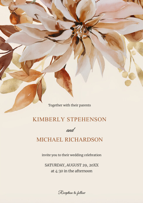 Floral wedding invitation template printable | PosterMyWall