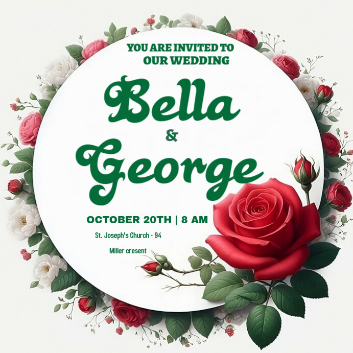 Modèle Floral Wedding Invite Instagram Post | PosterMyWall