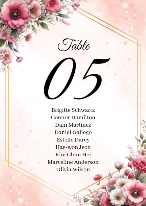 Copy of Floral Wedding Table Number | PosterMyWall