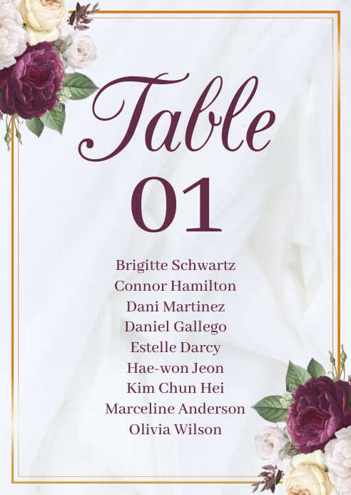 Floral Wedding Table Number Template | PosterMyWall