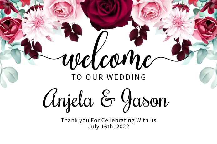 Modèle De Signe de Bienvenue de Mariage Floral | PosterMyWall