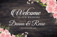 Pink Floral Wedding Welcome Sign Template | PosterMyWall
