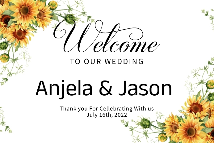 Plantilla de De Cartel de Bienvenida de Boda Floral | PosterMyWall