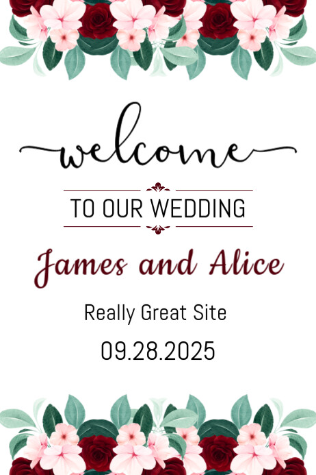 Plantilla de Floral Wedding Welcome Sign Poster | PosterMyWall