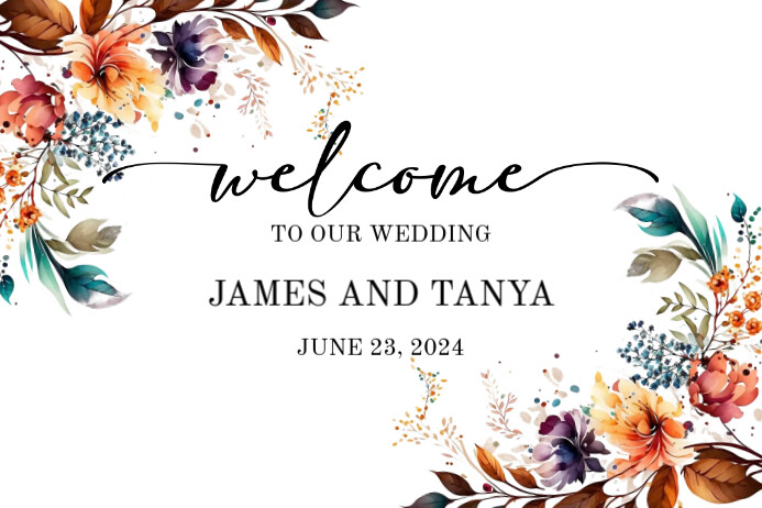 Copy of Floral Wedding Welcome Signage | PosterMyWall