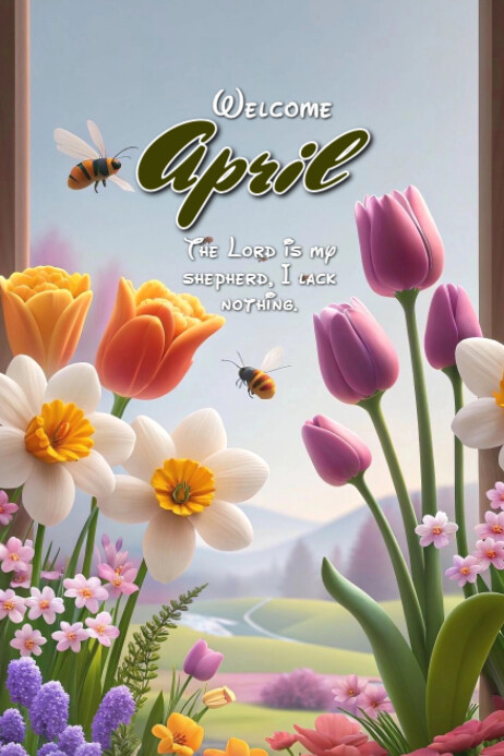 Floral Welcome April Banner 4' × 6' Template | PosterMyWall