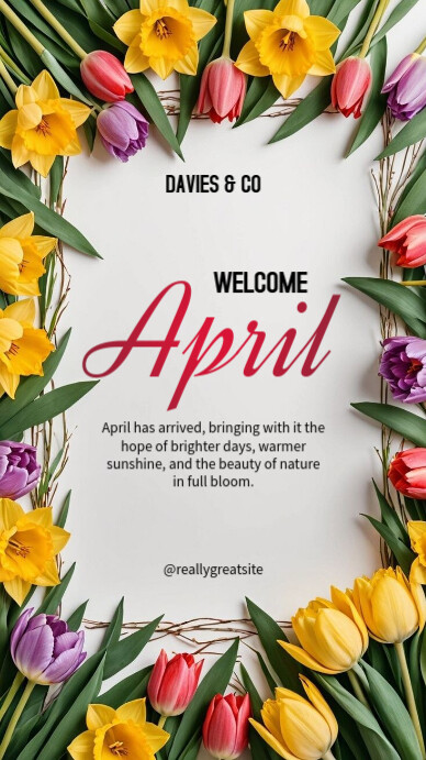 Floral Welcome April Flyer Design Instagram Story Template | PosterMyWall