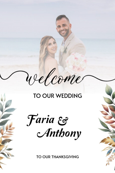 Floral Welcome Sign To Wedding Poster Template | PosterMyWall
