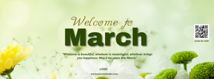 Copy of Floral Welcome To March Facebook Cover Photo | PosterMyWall