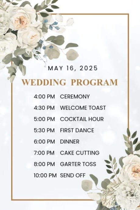 Copy of Floral White Wedding Ceremony Program | PosterMyWall