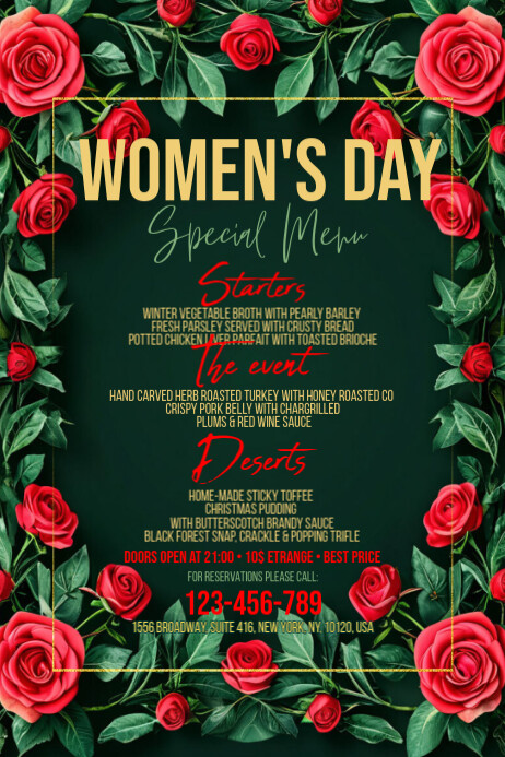 Copy of Floral Women's Day Menu Poster | PosterMyWall