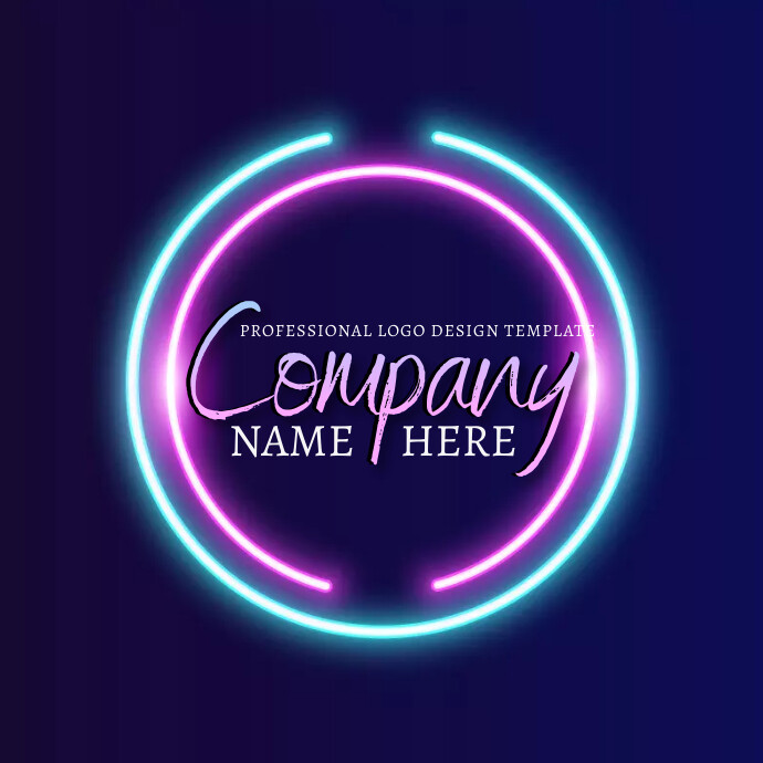 florescent pink blue logo design template | PosterMyWall