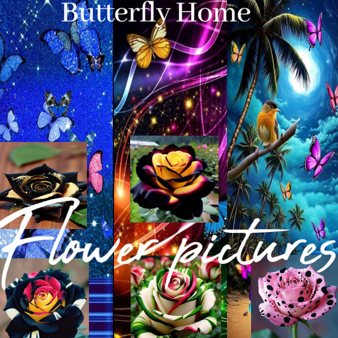 Flower and butterfly Template | PosterMyWall