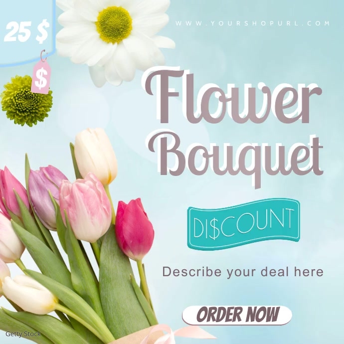 flower bouquet discount sale fleur shop Template | PosterMyWall