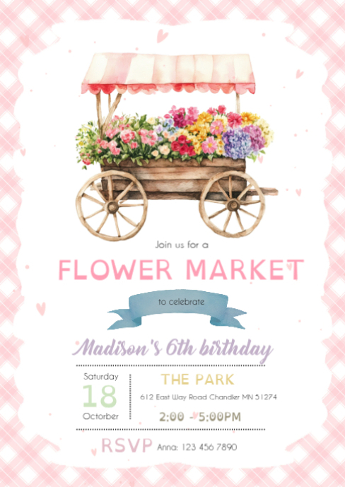 Flower Cart Birthday Invitation Template | PosterMyWall