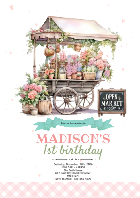Flower market birthday invitation Template | PosterMyWall
