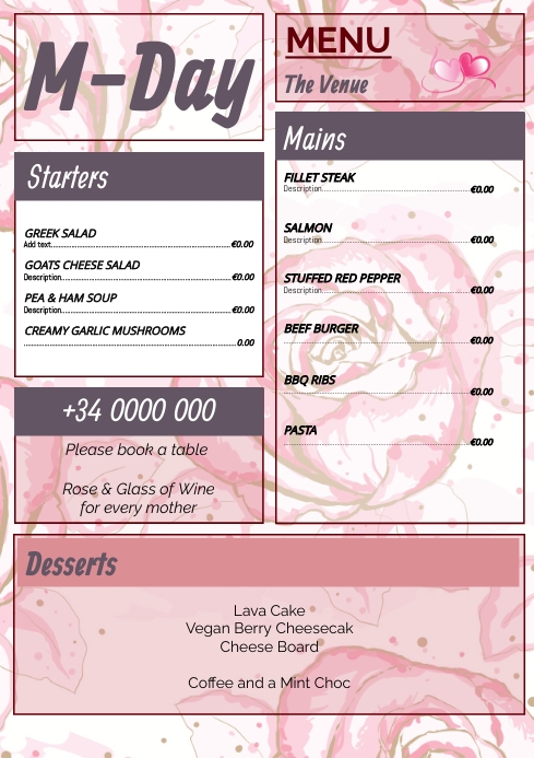 Plantilla de Flower Menu | PosterMyWall