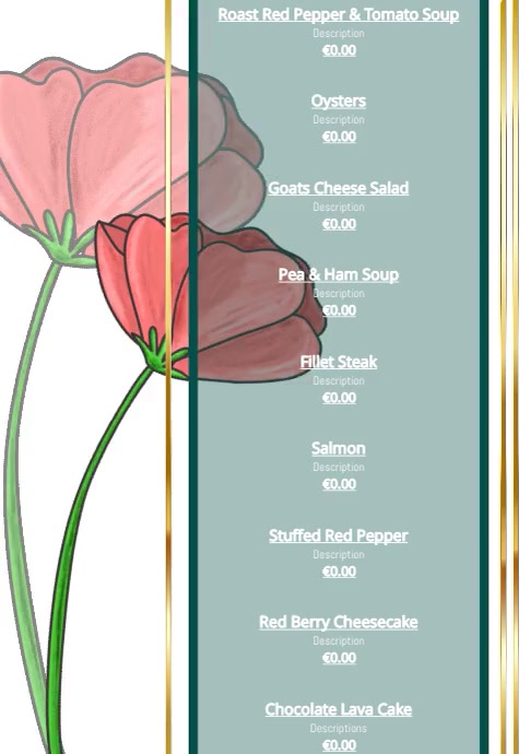 Plantilla de Menú de Flores | PosterMyWall