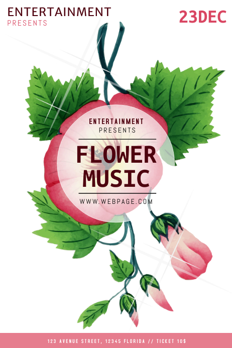 Folleto de Plantilla de Música de Flores | PosterMyWall