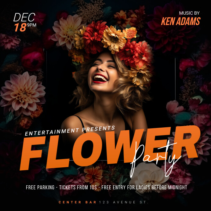 Flower party promo template | PosterMyWall