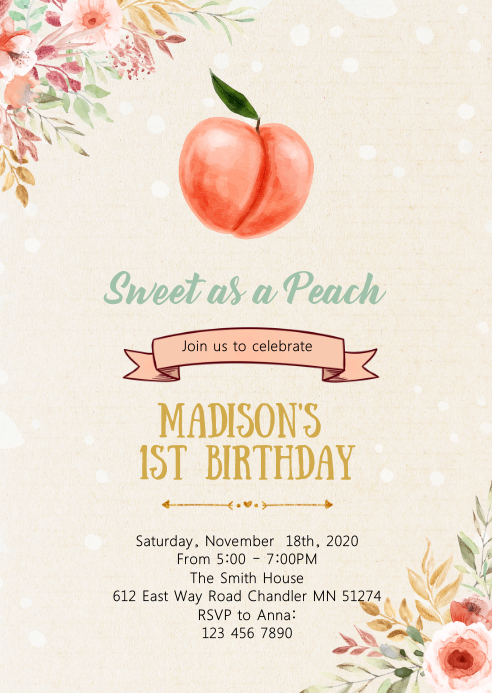 Copy of Flower peach party invitation | PosterMyWall