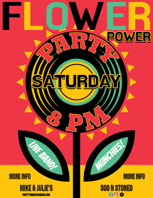 Copy of FLOWER POWER 60'S PARTY INVITATION | PosterMyWall