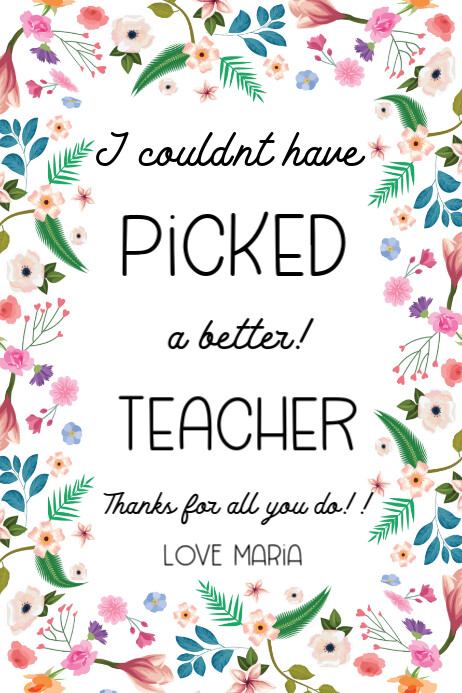 Flower Teacher Appreciation Gift tag Template | PosterMyWall