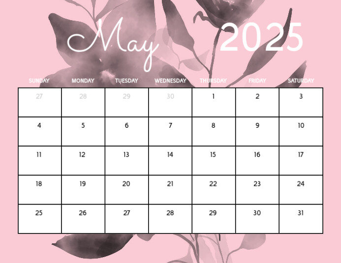 Copy of Flowers List-based May 2025 Calendar Spring Flyer (us Letter ...