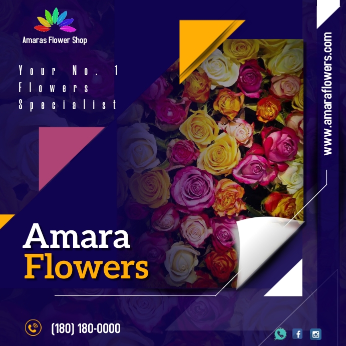 Flowers Shop Social Media Flyer Template | PosterMyWall