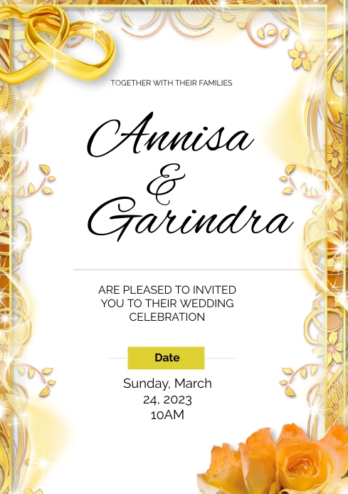 Copy of flowery Wedding Frame design | PosterMyWall