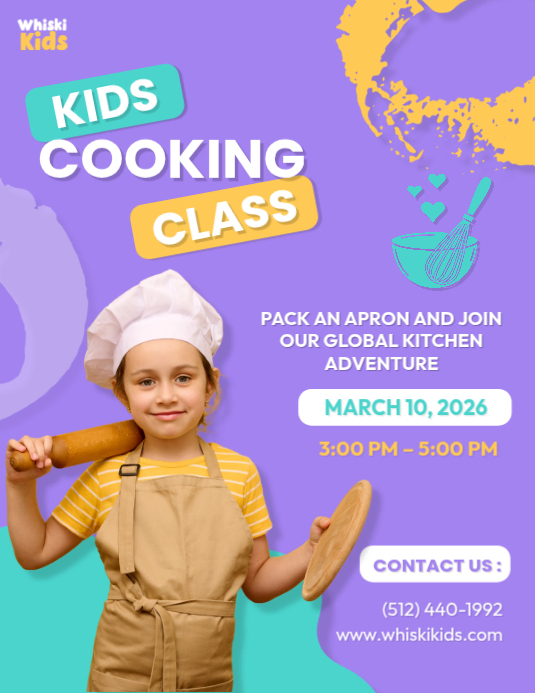 Flyer Image Typographic Kids Cooking Class Template | PosterMyWall