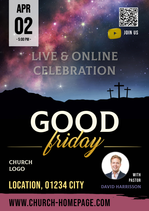 Flyer / Poster Good Friday Church Service, Ce Template | PosterMyWall